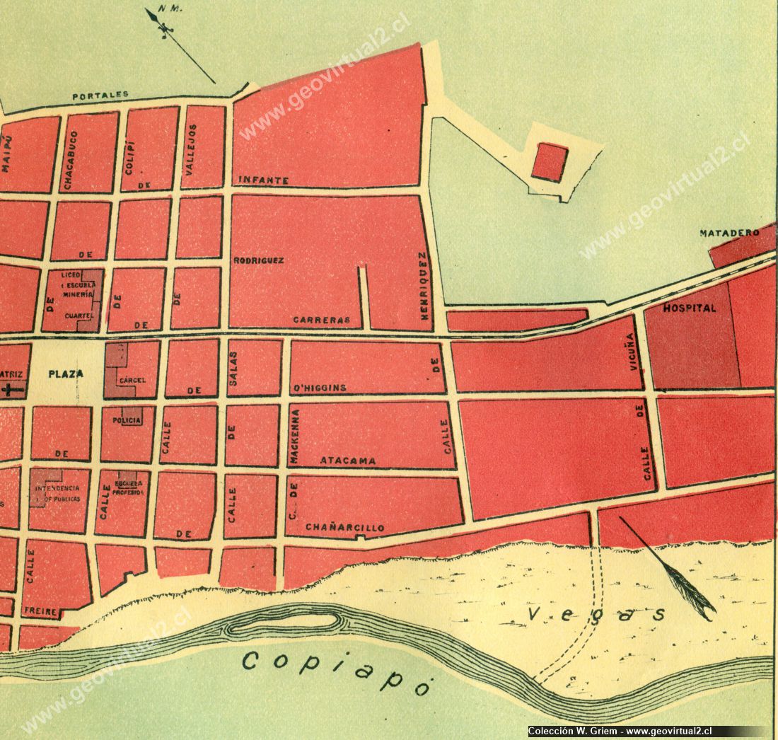 Plano de la ciudad de Copiapó de 1922: En detalle