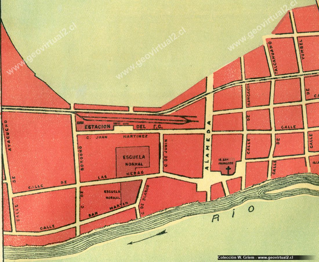 Plano de la ciudad de Copiapó de 1922: En detalle