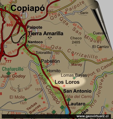 Los Loros en el valle del Río Copiapó, Atacama, Chile